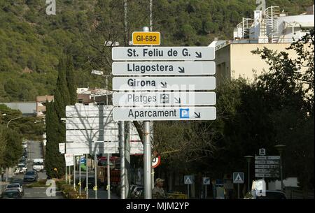 Barcelona city signs on highway in Spain Stock Photo - Alamy