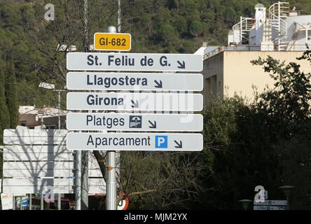 Barcelona city signs on highway in Spain Stock Photo - Alamy