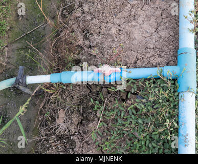 Three way joint of the PVC pipe. Potable water delivery system under ...