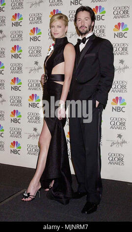 CHARLIZE THERON & KEANU REEVES GOLDEN GLOBES LOS ANGELES USA 21 January ...