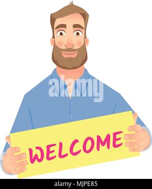 Welcome text work office with people. Vector illustration Stock Vector ...