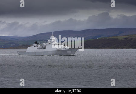 Royal Netherlands Navy HNLMS Tromp (F803) (front) steams in formation ...