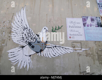 Banksy Art in Bethlehem, Palestine Stock Photo - Alamy