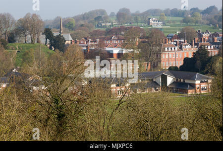 View over buildings and grounds of Marlborough College school ...