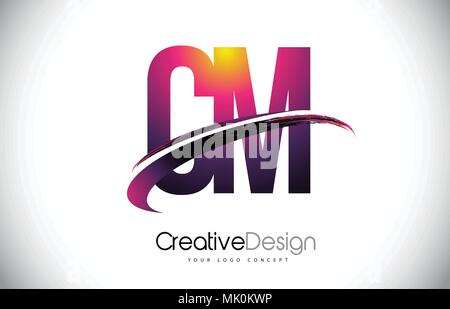 CM C M Letter Logo Design with Swoosh and Black Lines. Modern Creative ...