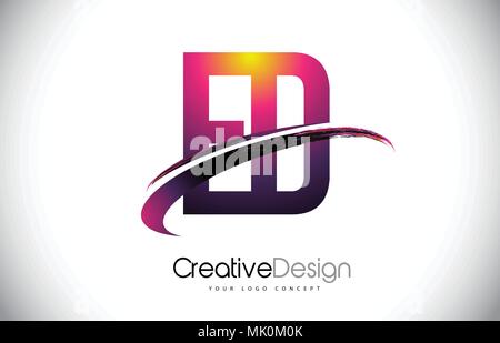 ED E D Letter Logo Design with Swoosh and Black Lines. Modern Creative ...