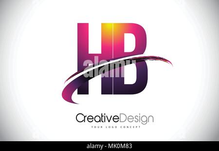 HB H B Letter Logo Design with Swoosh and Black Lines. Modern Creative ...