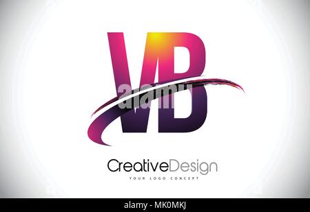 VB V B Letter Logo Design with Swoosh and Black Brush Stroke. Modern ...