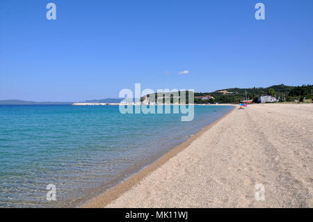 Beach and port of Ierissos in Halkidiki of Greece Stock Photo - Alamy