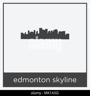 edmonton skyline icon isolated on white background with gray frame ...