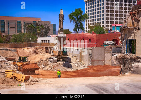 New housing construction with the downtown of Tucson, Arizona in the ...
