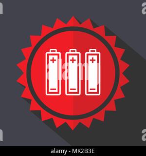 Battery red sticker flat design vector icon Stock Vector Image & Art ...
