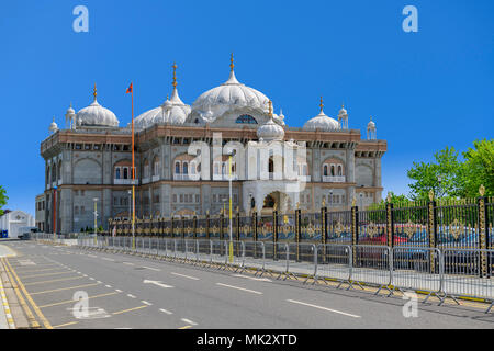The Guru Nanak Darbar Gurdwara Sikh temple in gravesend at sunset. The ...