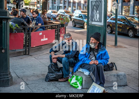 Poverty concept. Homeless men ask for help collage Stock Photo - Alamy