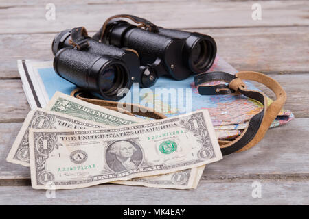 Magnifying lenses on wood desk with book. Concept of exploration, study ...