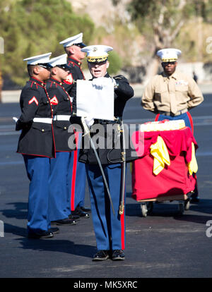 Major Derek Emery, base adjutant, presents outgoing MCLB Barstow ...
