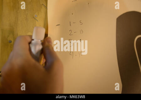 An alternate M9 pistol qualification course scorecard, magazines, an M9 ...