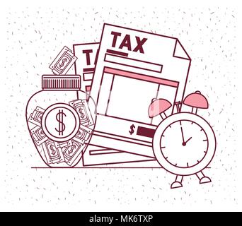 tax document with money and alarm clock Stock Vector Image & Art - Alamy