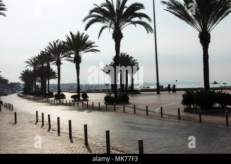 Agadir seafront promenade at the night, Morocco. Agadir is a major ...