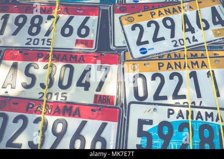 Panama vehicle registration plates Stock Photo - Alamy