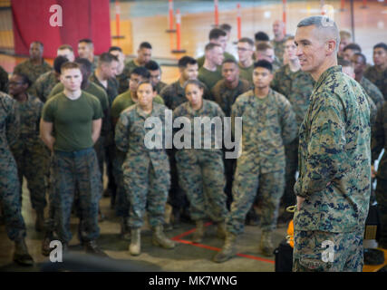 lt. col. prescott n. wilson speaks to the marines of marine wing ...