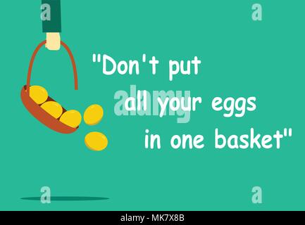Cartoon Illustration of Dont Put All your Eggs in One Basket Saying ...
