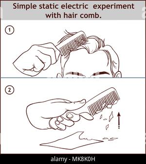 Electrostatic experiment with comb and paper illustration Stock Vector ...