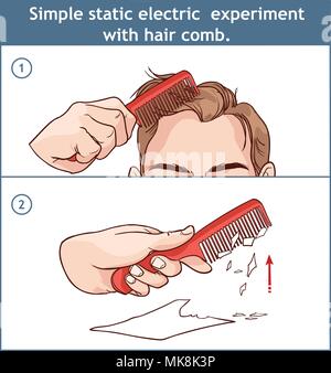 Simple static electric experiment with hair comb Stock Vector Image ...