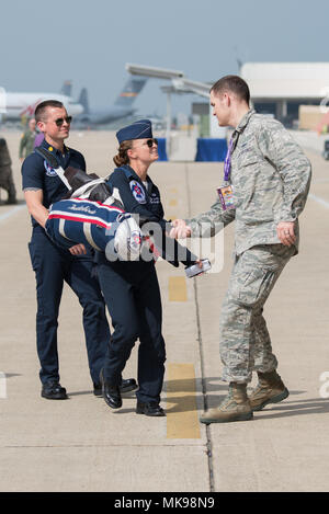 Capt. Sara Harper, U.S. Air Force Thunderbirds public affairs officer ...