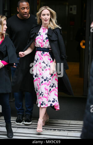LONDON - APR 06, 2018: Emily Blunt seen at the BBC Wogan House Studios ...