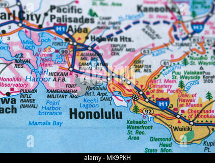 Map of Honolulu Stock Photo - Alamy