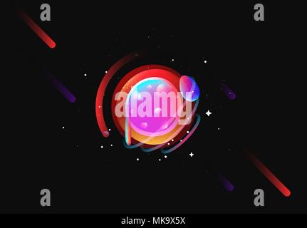 Fluid shapes isolated on black background. Wavy liquid elements. Bright ...