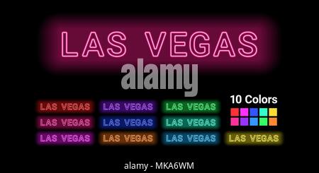 Las Vegas font. Glowing lamp letters. Retro Alphabet with lamps ...