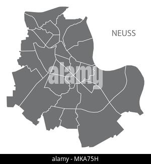 Modern City Map - Neuss city of Germany with boroughs and titles DE outline map Stock Vector ...