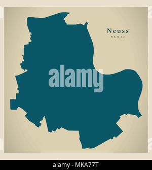 Modern City Map - Neuss city of Germany with boroughs and titles DE outline map Stock Vector ...