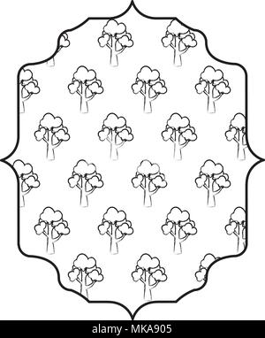 sketch design of arabic frame with trees pattern over white background ...