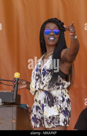 Singer Erica Falls during New Orleans Jazz & Heritage Festival on May 6 ...