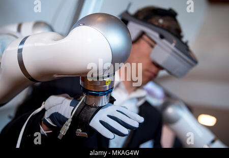 07 May 2018, Germany, Garmisch-Partenkirchen. The assistant robot EDAN ...