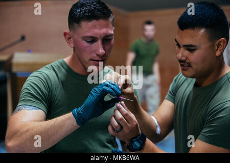 U.S. Marine Sgt. Zacharie Fistick (left), Command Element, Special ...