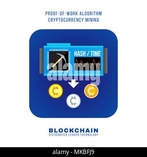 vector colorful flat design proof of importance algorithm cryptocurrency POI mining principle ...