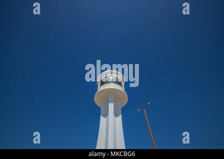 The lighthouse at Littlehampton seafront on a clear sunny Spring day ...