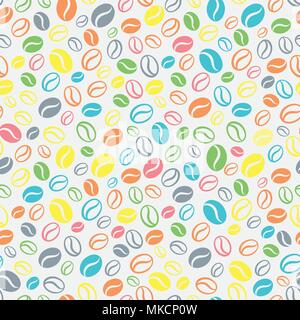 Vector seamless pattern with handrawn coffee beans. Repeating coffee ...