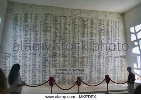 Wall of Names at the USS Arizona Memorial, Pearl Harbor, Oahu, Hawaii ...