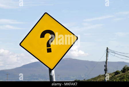 Yellow Caution Sign with Question Mark Isolated on White Background ...