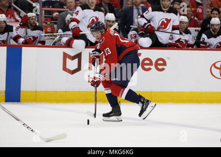 Washington Capitals left wing Jakub Vrana (13) warms up before an NHL ...