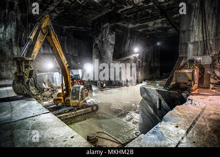 An underground marble Mine, at Carrara (Tuscany - Italy). Exploitation ...