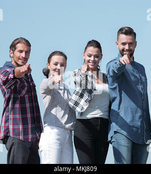confident young people showing hands forward Stock Photo - Alamy