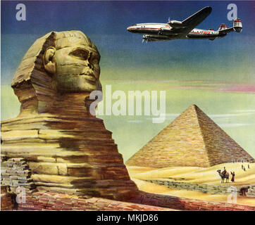 Vintage Illustration of the Great Sphinx and Pyramid in Egypt from an ...