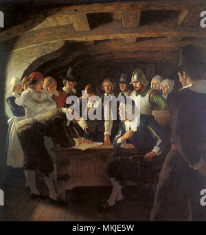 The Mayflower Compact, 1620 Stock Photo - Alamy