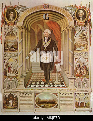 George Washington in Masonic attire, holding scroll and trowel, c. 1866 ...